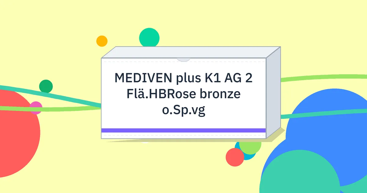 Symbolbild: Packung mit der Aufschrift MEDIVEN plus K1 AG 2 Flä.HBRose bronze o.Sp.vg (PZN 15912333) – Verfügbarkeit und Bezug in Apotheken in Frankfurt am Main
