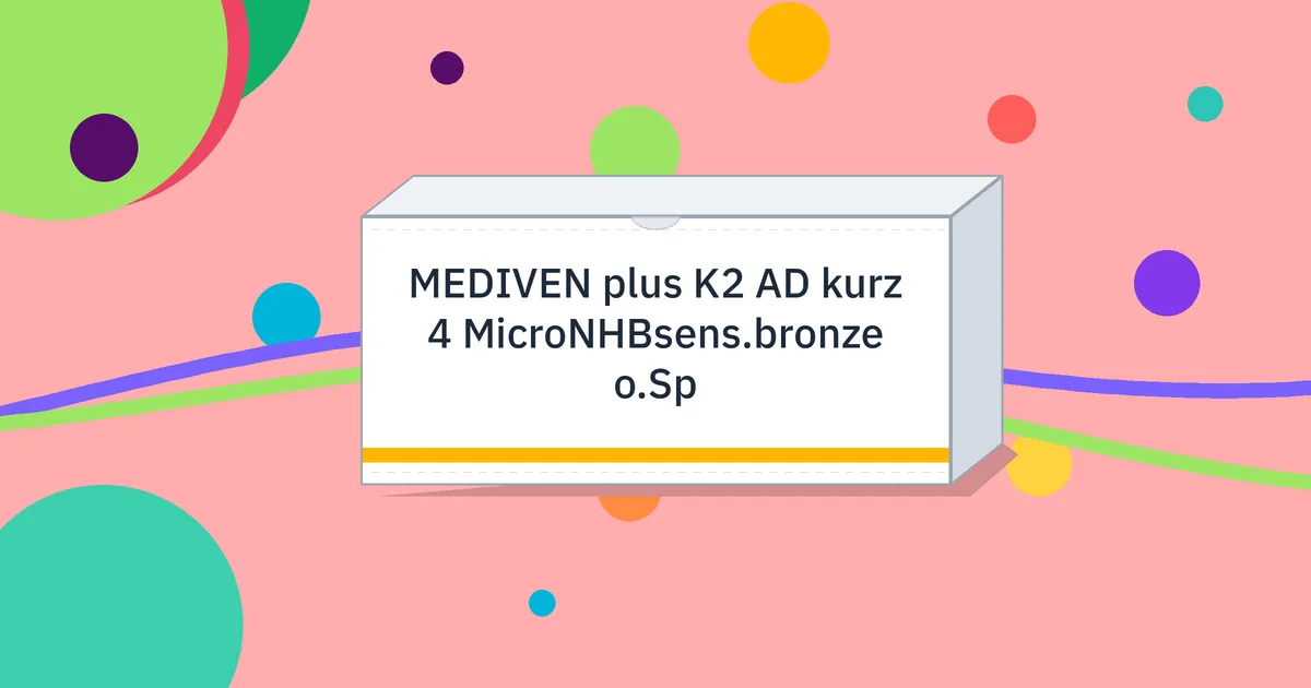 Symbolbild: Packung mit der Aufschrift MEDIVEN plus K2 AD kurz 4 MicroNHBsens.bronze o.Sp (PZN 15934300) – Verfügbarkeit und Bezug in Apotheken in Frankfurt am Main