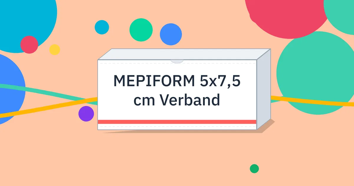 Symbolbild: Packung mit der Aufschrift MEPIFORM 5x7,5 cm Verband (PZN 13899924) – Verfügbarkeit und Bezug in Apotheken in Frankfurt am Main