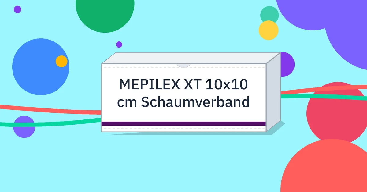 Symbolbild: Packung mit der Aufschrift MEPILEX XT 10x10 cm Schaumverband (PZN 18788879) – Verfügbarkeit und Bezug in Apotheken in Frankfurt am Main