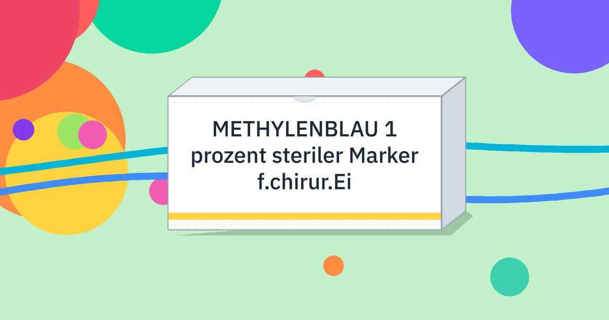 Symbolbild: Packung mit der Aufschrift METHYLENBLAU 1 prozent steriler Marker f.chirur.Ei (PZN 17998149) – Verfügbarkeit und Bezug in Apotheken in Frankfurt am Main