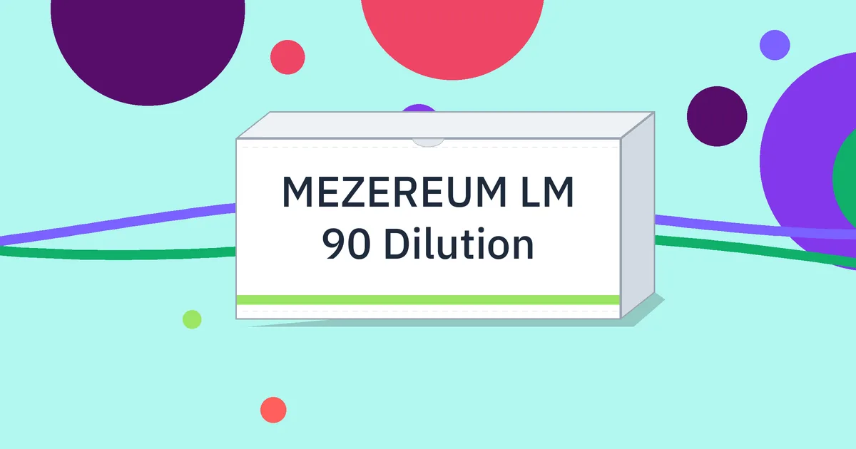 Symbolbild: Packung mit der Aufschrift MEZEREUM LM 90 Dilution (PZN 12956442) – Verfügbarkeit und Bezug in Apotheken in Frankfurt am Main