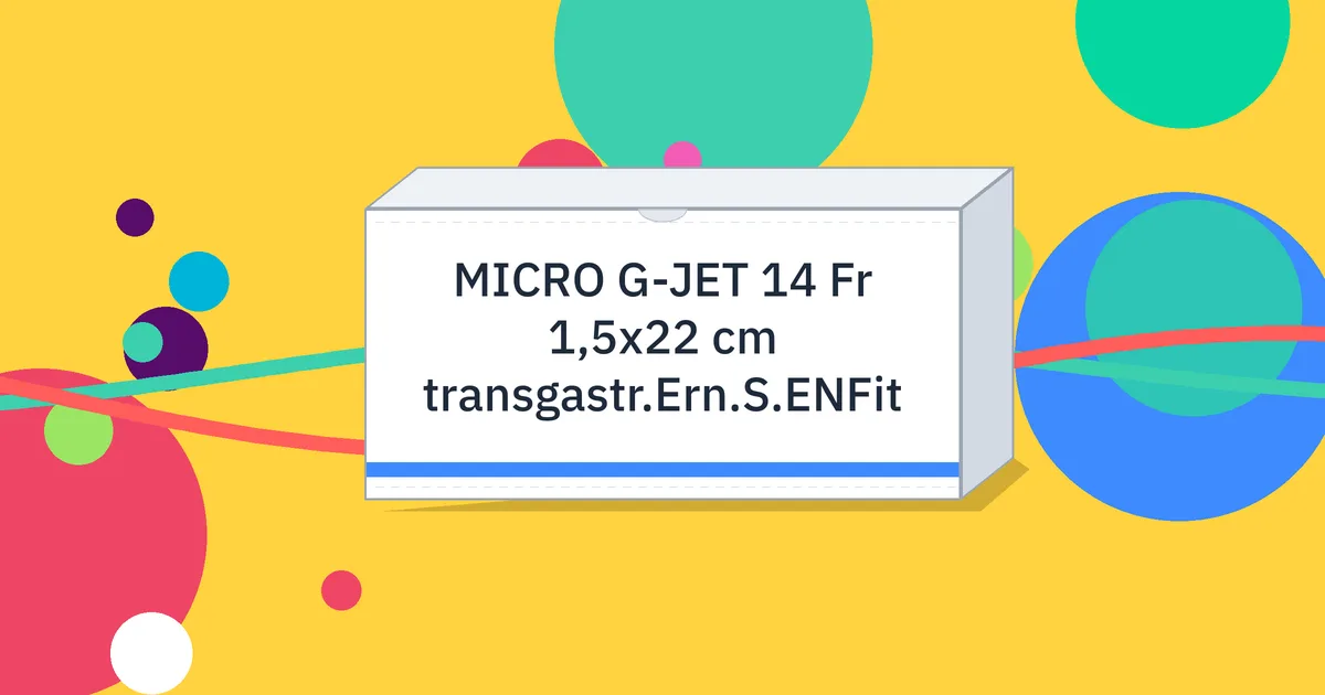 Symbolbild: Packung mit der Aufschrift MICRO G-JET 14 Fr 1,5x22 cm transgastr.Ern.S.ENFit (PZN 17818182) – Verfügbarkeit und Bezug in Apotheken in Frankfurt am Main
