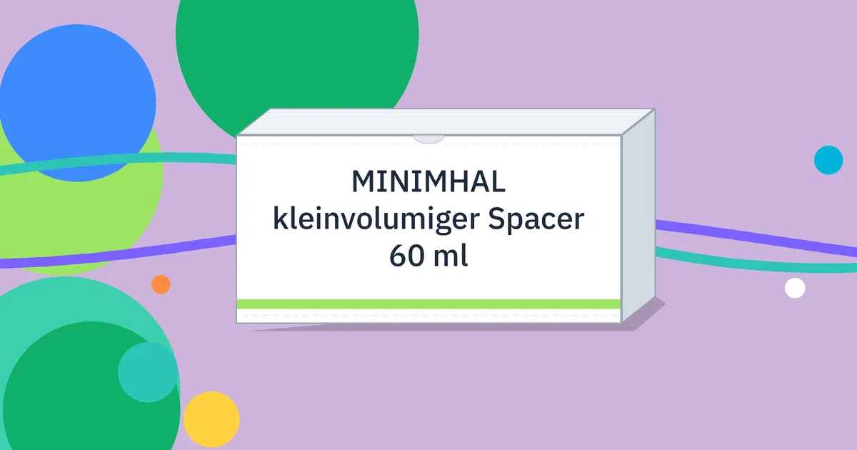 Symbolbild: Packung mit der Aufschrift MINIMHAL kleinvolumiger Spacer 60 ml (PZN 16243704) – Verfügbarkeit und Bezug in Apotheken in Frankfurt am Main
