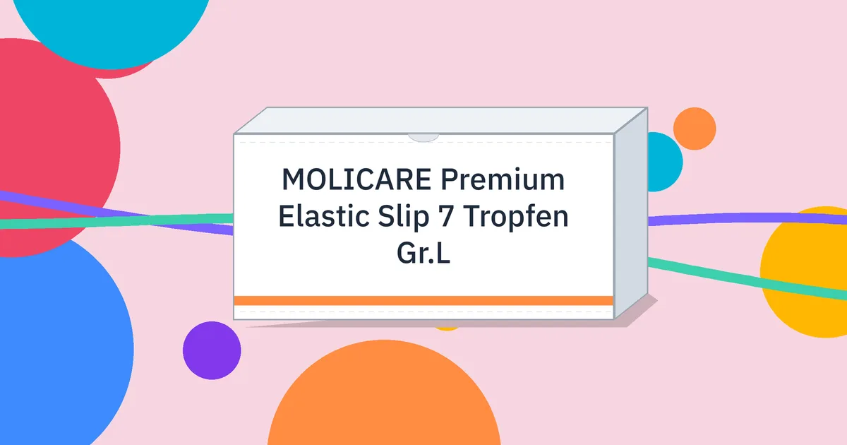 Symbolbild: Packung mit der Aufschrift MOLICARE Premium Elastic Slip 7 Tropfen Gr.L (PZN 15783781) – Verfügbarkeit und Bezug in Apotheken in Frankfurt am Main