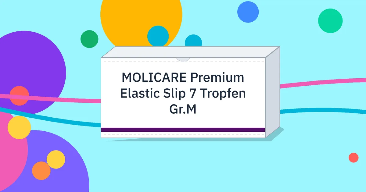 Symbolbild: Packung mit der Aufschrift MOLICARE Premium Elastic Slip 7 Tropfen Gr.M (PZN 15783812) – Verfügbarkeit und Bezug in Apotheken in Frankfurt am Main