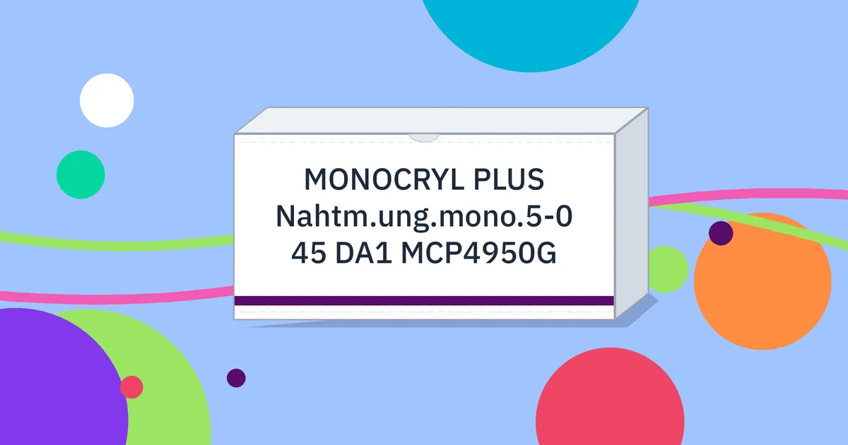 Symbolbild: Packung mit der Aufschrift MONOCRYL PLUS Nahtm.ung.mono.5-0 45 DA1 MCP4950G (PZN 20173613) – Verfügbarkeit und Bezug in Apotheken in Frankfurt am Main