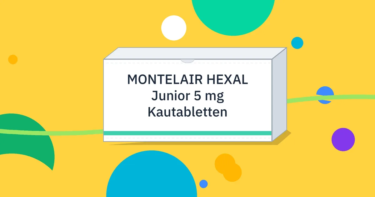 Symbolbild: Packung mit der Aufschrift MONTELAIR HEXAL Junior 5 mg Kautabletten (PZN 00232822) – Verfügbarkeit und Bezug in Apotheken in Frankfurt am Main