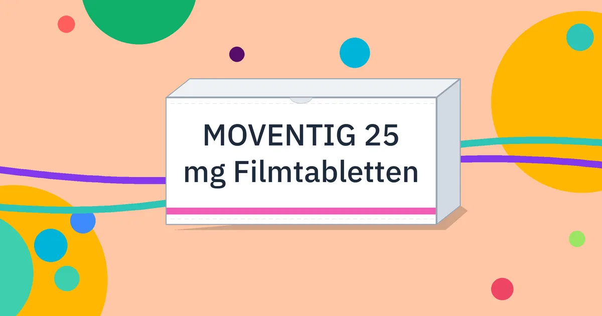 Symbolbild: Packung mit der Aufschrift MOVENTIG 25 mg Filmtabletten (PZN 14399632) – Verfügbarkeit und Bezug in Apotheken in Frankfurt am Main