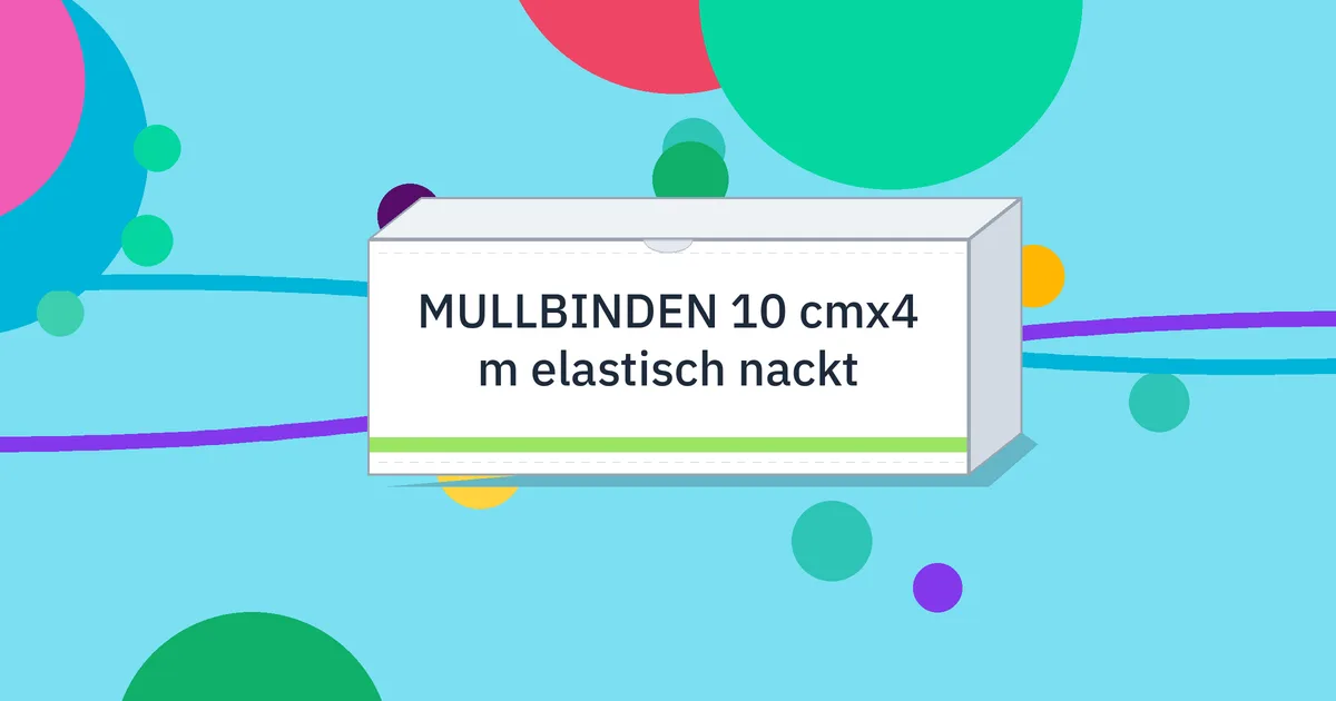 Symbolbild: Packung mit der Aufschrift MULLBINDEN 10 cmx4 m elastisch nackt (PZN 07623081) – Verfügbarkeit und Bezug in Apotheken in Frankfurt am Main