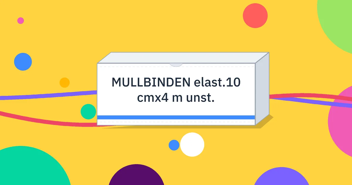 Symbolbild: Packung mit der Aufschrift MULLBINDEN elast.10 cmx4 m unst. (PZN 00430947) – Verfügbarkeit und Bezug in Apotheken in Frankfurt am Main
