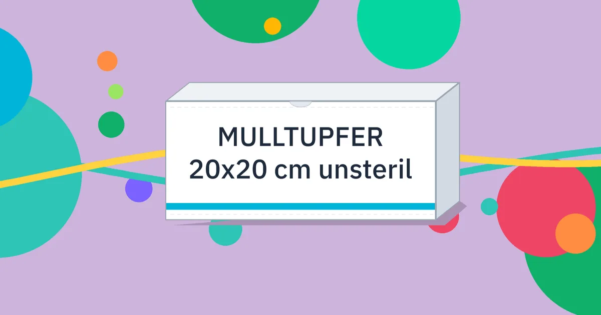 Symbolbild: Packung mit der Aufschrift MULLTUPFER 20x20 cm unsteril (PZN 08888901) – Verfügbarkeit und Bezug in Apotheken in Frankfurt am Main