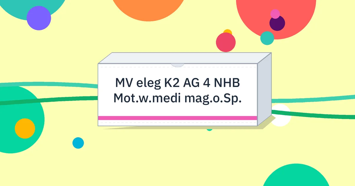 Symbolbild: Packung mit der Aufschrift MV eleg K2 AG 4 NHB Mot.w.medi mag.o.Sp. (PZN 15726748) – Verfügbarkeit und Bezug in Apotheken in Frankfurt am Main