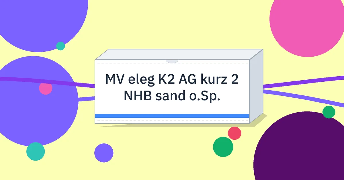 Symbolbild: Packung mit der Aufschrift MV eleg K2 AG kurz 2 NHB sand o.Sp. (PZN 18925483) – Verfügbarkeit und Bezug in Apotheken in Frankfurt am Main