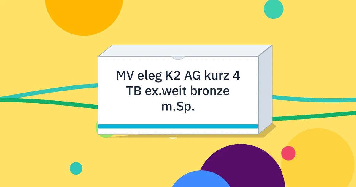 Symbolbild: Packung mit der Aufschrift MV eleg K2 AG kurz 4 TB ex.weit bronze m.Sp. (PZN 14717061) – Verfügbarkeit und Bezug in Apotheken in Frankfurt am Main