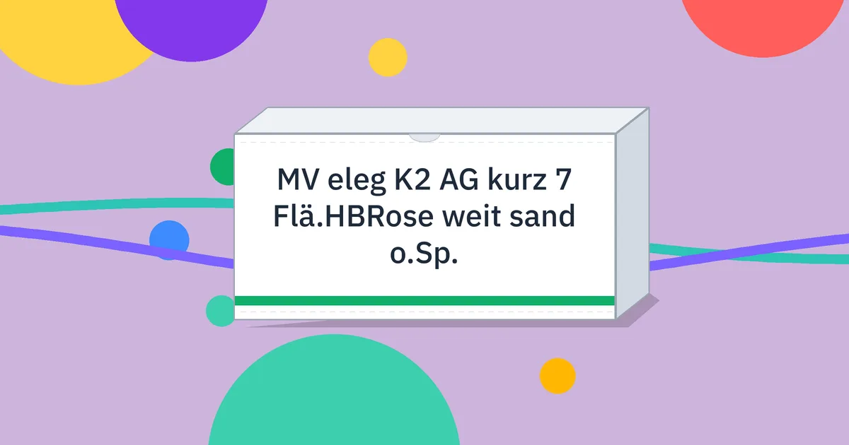 Symbolbild: Packung mit der Aufschrift MV eleg K2 AG kurz 7 Flä.HBRose weit sand o.Sp. (PZN 18926241) – Verfügbarkeit und Bezug in Apotheken in Frankfurt am Main