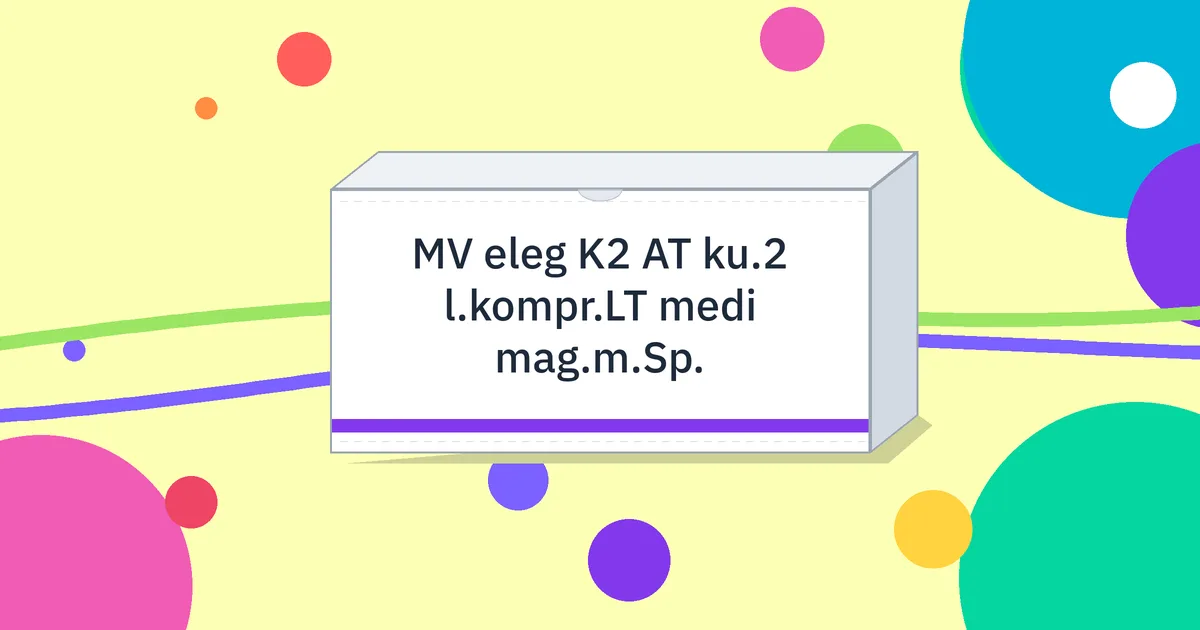 Symbolbild: Packung mit der Aufschrift MV eleg K2 AT ku.2 l.kompr.LT medi mag.m.Sp. (PZN 15287668) – Verfügbarkeit und Bezug in Apotheken in Frankfurt am Main