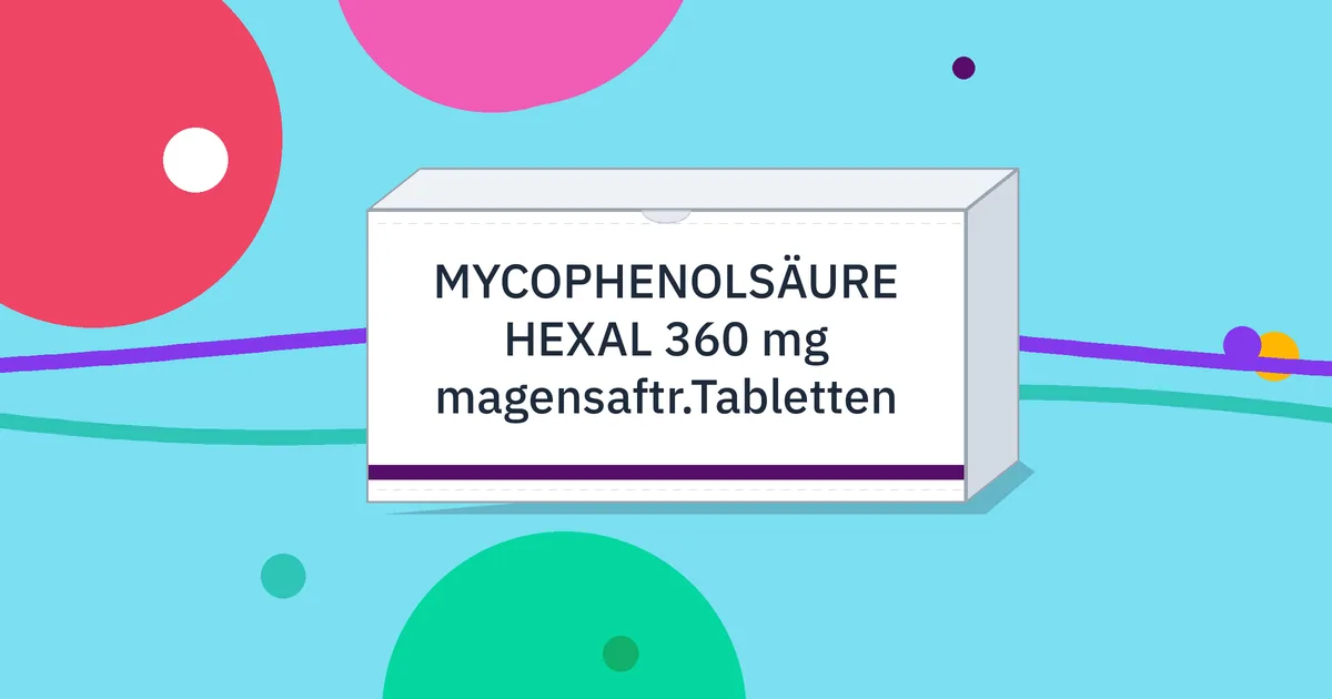 Symbolbild: Packung mit der Aufschrift MYCOPHENOLSÄURE HEXAL 360 mg magensaftr.Tabletten (PZN 13502453) – Verfügbarkeit und Bezug in Apotheken in Frankfurt am Main