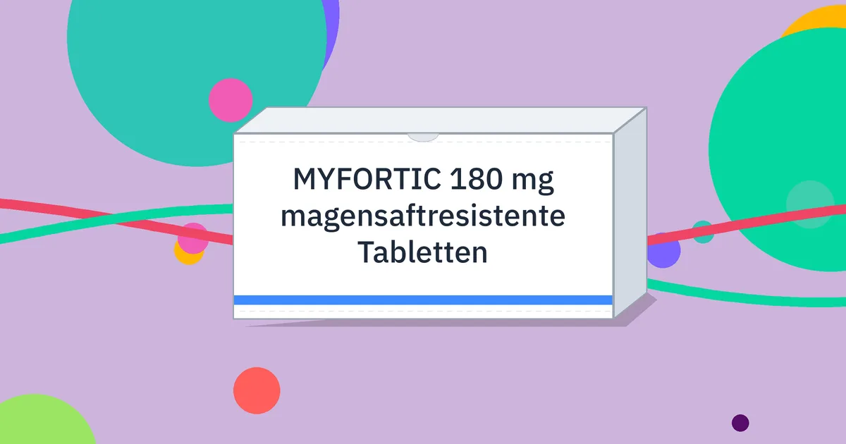 Symbolbild: Packung mit der Aufschrift MYFORTIC 180 mg magensaftresistente Tabletten (PZN 18115896) – Verfügbarkeit und Bezug in Apotheken in Frankfurt am Main