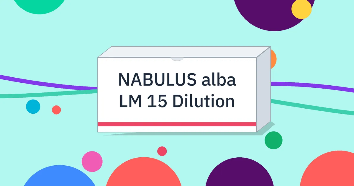 Symbolbild: Packung mit der Aufschrift NABULUS alba LM 15 Dilution (PZN 13615401) – Verfügbarkeit und Bezug in Apotheken in Frankfurt am Main
