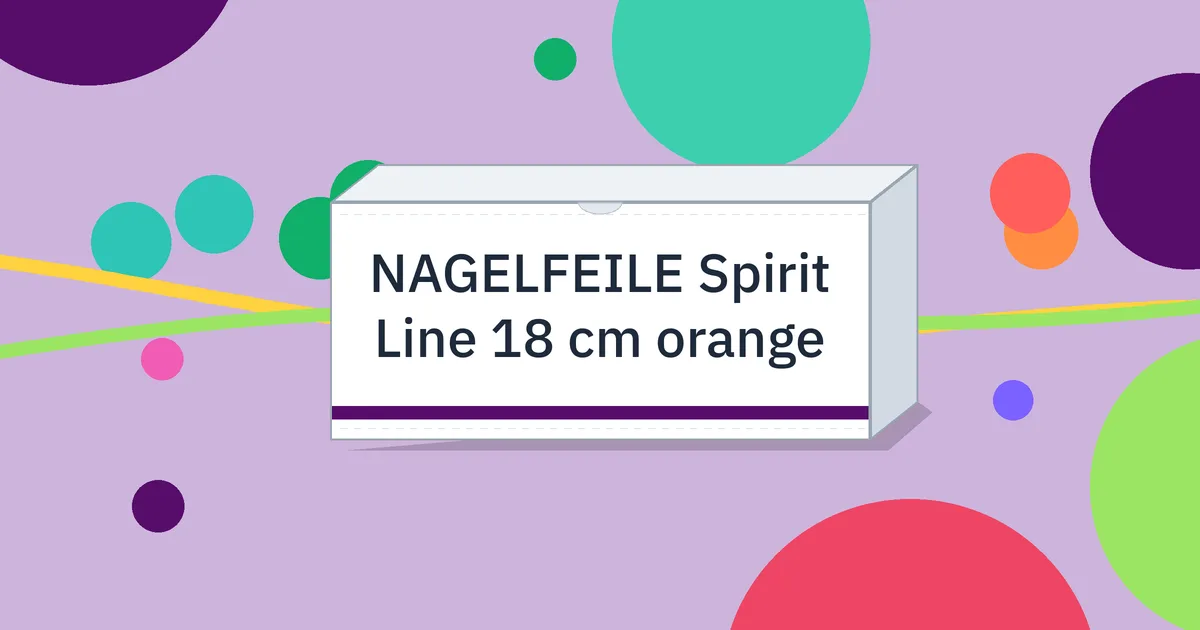 Symbolbild: Packung mit der Aufschrift NAGELFEILE Spirit Line 18 cm orange (PZN 01508367) – Verfügbarkeit und Bezug in Apotheken in Frankfurt am Main