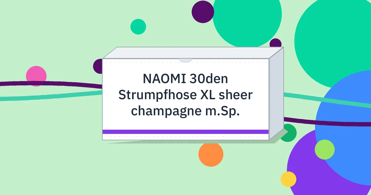 Symbolbild: Packung mit der Aufschrift NAOMI 30den Strumpfhose XL sheer champagne m.Sp. (PZN 16179001) – Verfügbarkeit und Bezug in Apotheken in Frankfurt am Main