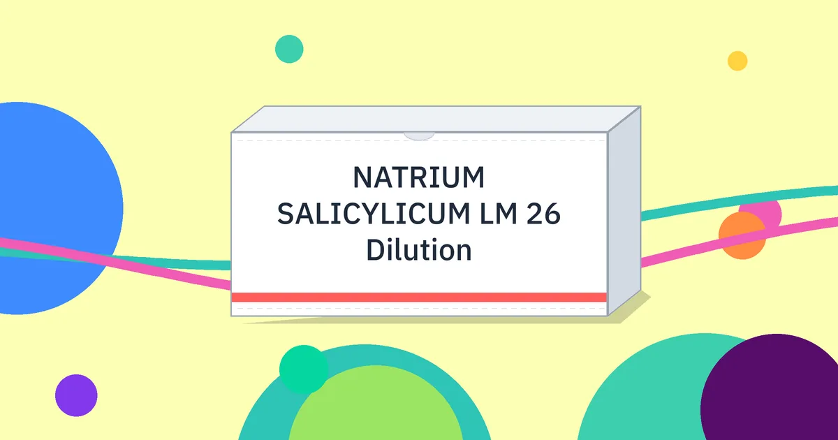 Symbolbild: Packung mit der Aufschrift NATRIUM SALICYLICUM LM 26 Dilution (PZN 12966593) – Verfügbarkeit und Bezug in Apotheken in Frankfurt am Main