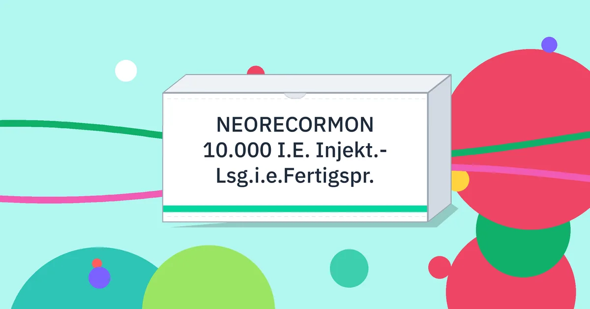 Symbolbild: Packung mit der Aufschrift NEORECORMON 10.000 I.E. Injekt.-Lsg.i.e.Fertigspr. (PZN 13623889) – Verfügbarkeit und Bezug in Apotheken in Frankfurt am Main
