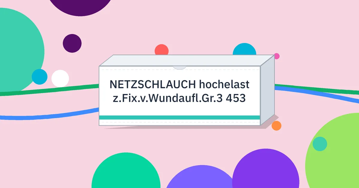 Symbolbild: Packung mit der Aufschrift NETZSCHLAUCH hochelast z.Fix.v.Wundaufl.Gr.3 453 (PZN 04303849) – Verfügbarkeit und Bezug in Apotheken in Frankfurt am Main