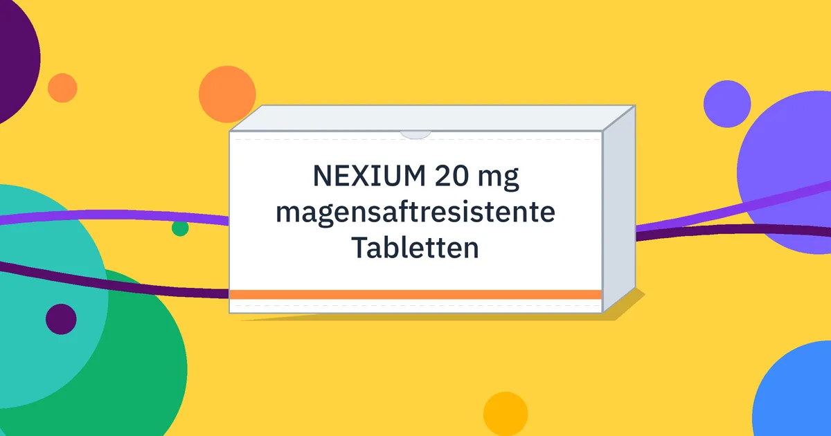 Symbolbild: Packung mit der Aufschrift NEXIUM 20 mg magensaftresistente Tabletten (PZN 07789083) – Verfügbarkeit und Bezug in Apotheken in Frankfurt am Main