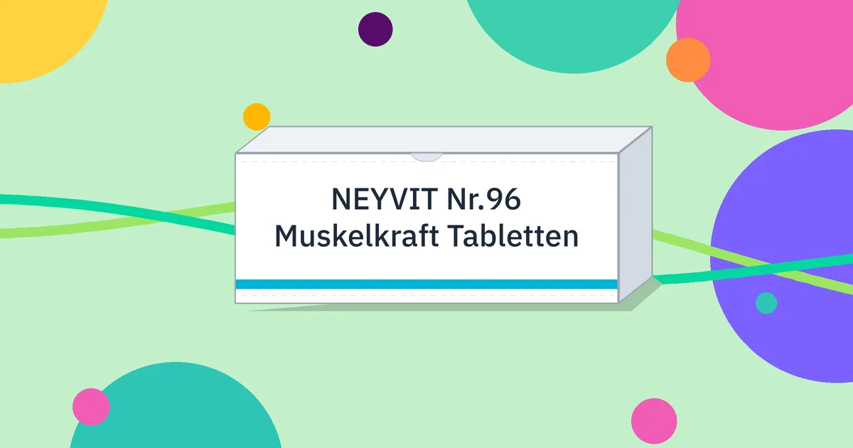 Symbolbild: Packung mit der Aufschrift NEYVIT Nr.96 Muskelkraft Tabletten (PZN 18307414) – Verfügbarkeit und Bezug in Apotheken in Frankfurt am Main