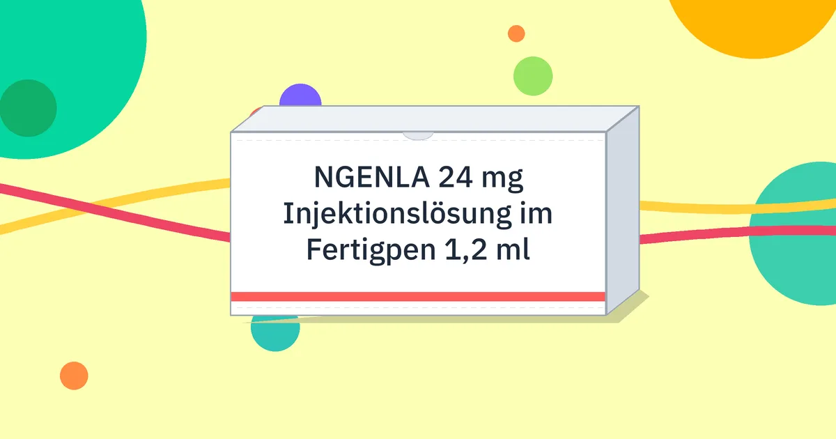 Symbolbild: Packung mit der Aufschrift NGENLA 24 mg Injektionslösung im Fertigpen 1,2 ml (PZN 19752352) – Verfügbarkeit und Bezug in Apotheken in Frankfurt am Main