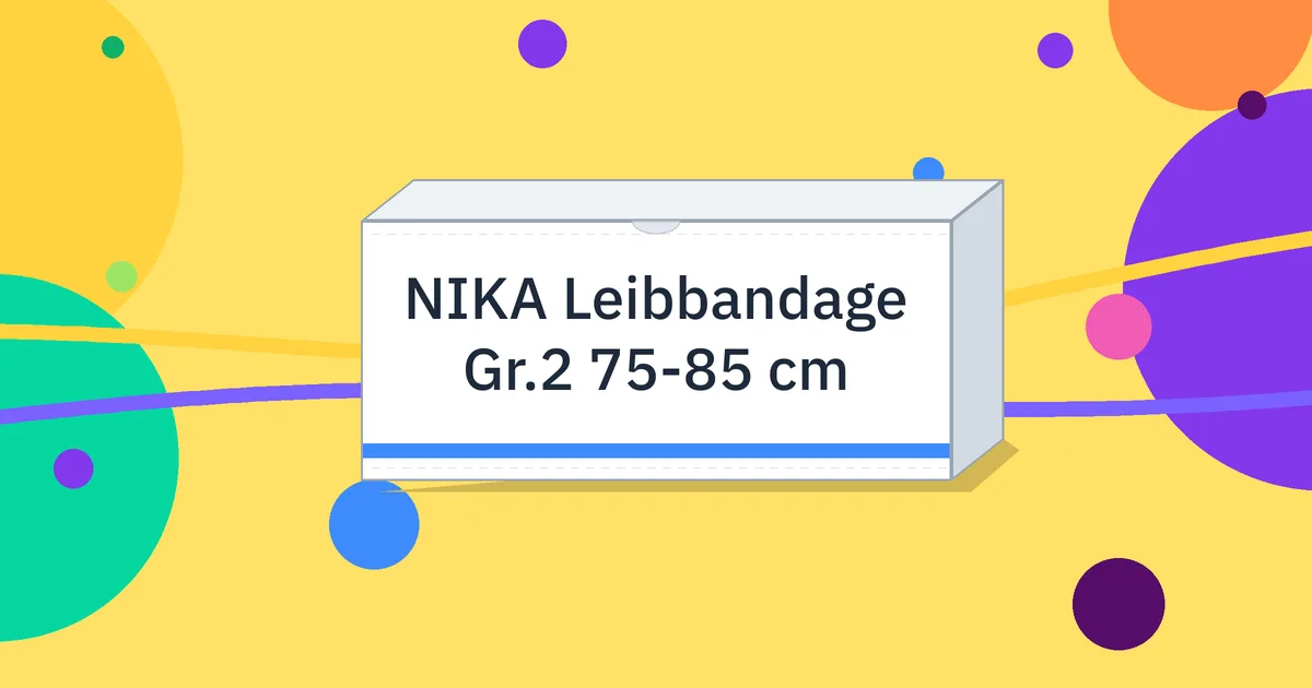 Symbolbild: Packung mit der Aufschrift NIKA Leibbandage Gr.2 75-85 cm (PZN 18172115) – Verfügbarkeit und Bezug in Apotheken in Frankfurt am Main