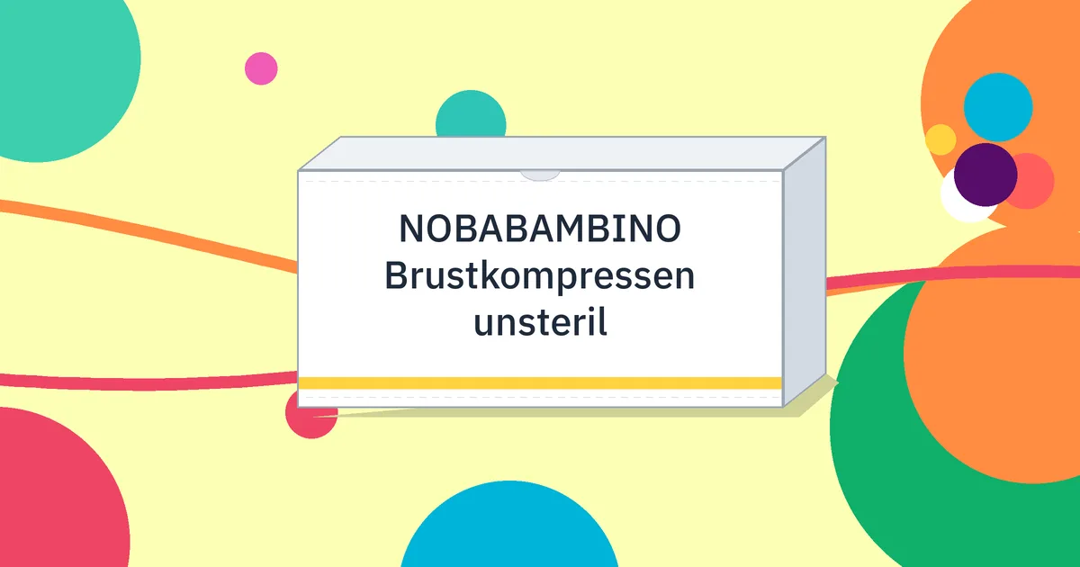 Symbolbild: Packung mit der Aufschrift NOBABAMBINO Brustkompressen unsteril (PZN 16027449) – Verfügbarkeit und Bezug in Apotheken in Frankfurt am Main
