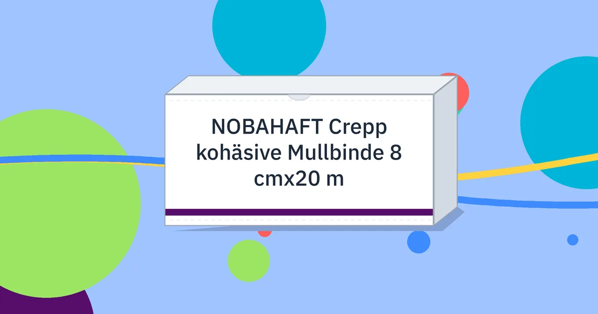 Symbolbild: Packung mit der Aufschrift NOBAHAFT Crepp kohäsive Mullbinde 8 cmx20 m (PZN 07096397) – Verfügbarkeit und Bezug in Apotheken in Frankfurt am Main