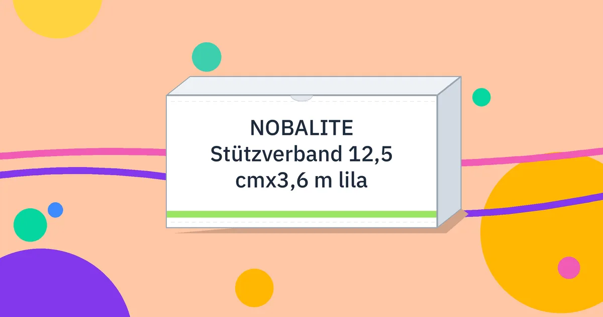Symbolbild: Packung mit der Aufschrift NOBALITE Stützverband 12,5 cmx3,6 m lila (PZN 14292986) – Verfügbarkeit und Bezug in Apotheken in Frankfurt am Main