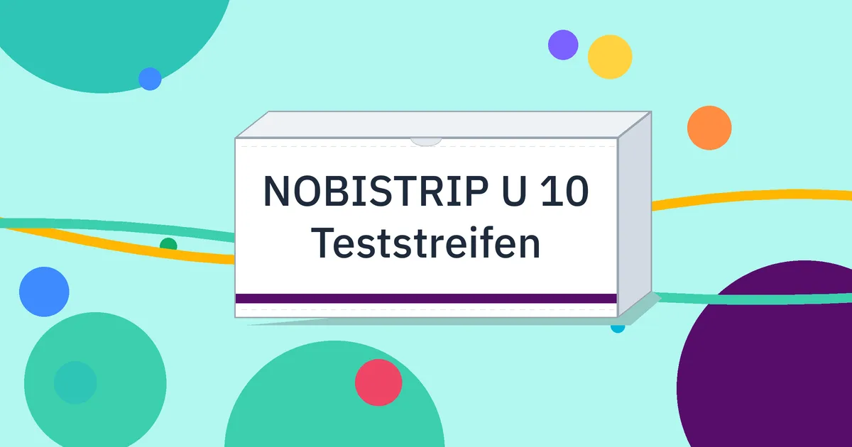 Symbolbild: Packung mit der Aufschrift NOBISTRIP U 10 Teststreifen (PZN 08544455) – Verfügbarkeit und Bezug in Apotheken in Frankfurt am Main