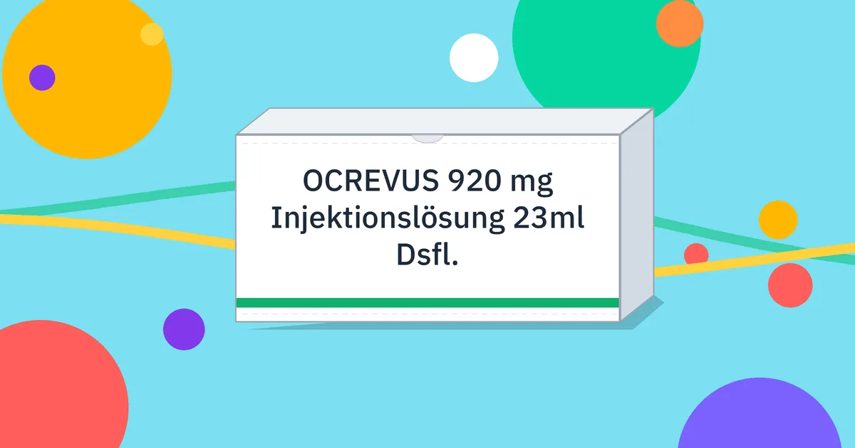Symbolbild: Packung mit der Aufschrift OCREVUS 920 mg Injektionslösung 23ml Dsfl. (PZN 20195299) – Verfügbarkeit und Bezug in Apotheken in Frankfurt am Main