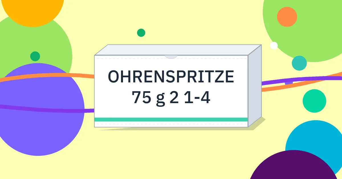 Symbolbild: Packung mit der Aufschrift OHRENSPRITZE 75 g 2 1-4 (PZN 03186548) – Verfügbarkeit und Bezug in Apotheken in Frankfurt am Main
