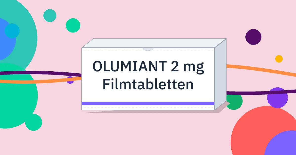 Symbolbild: Packung mit der Aufschrift OLUMIANT 2 mg Filmtabletten (PZN 15270018) – Verfügbarkeit und Bezug in Apotheken in Frankfurt am Main