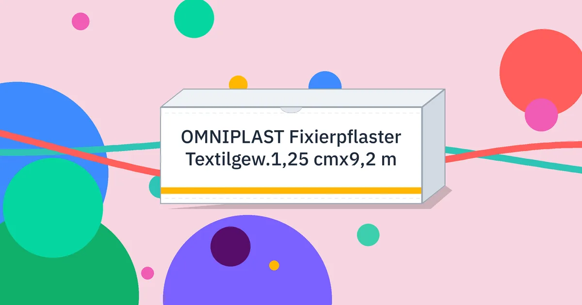 Symbolbild: Packung mit der Aufschrift OMNIPLAST Fixierpflaster Textilgew.1,25 cmx9,2 m (PZN 12380775) – Verfügbarkeit und Bezug in Apotheken in Frankfurt am Main