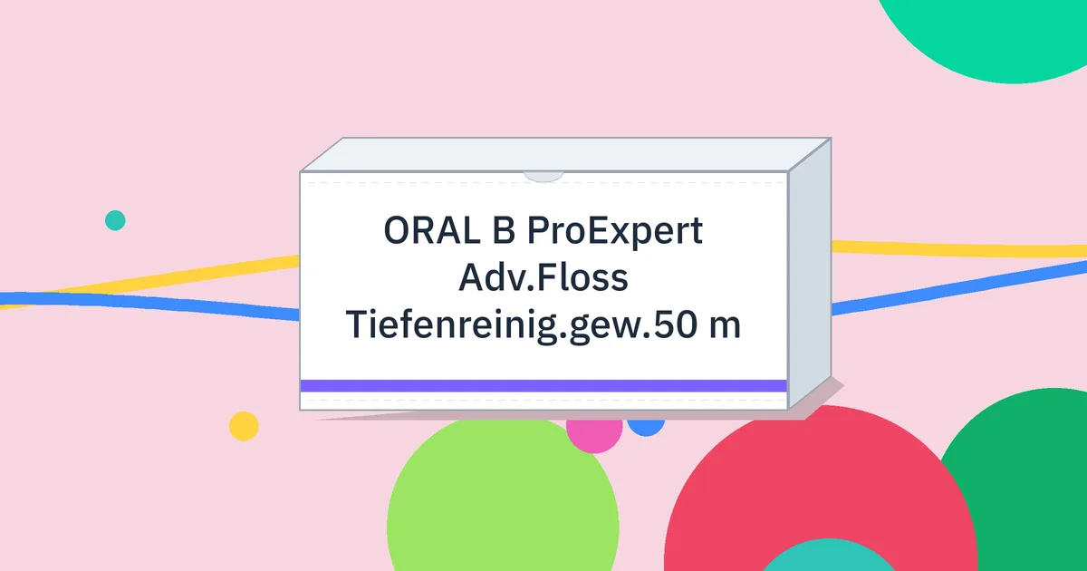 Symbolbild: Packung mit der Aufschrift ORAL B ProExpert Adv.Floss Tiefenreinig.gew.50 m (PZN 19408614) – Verfügbarkeit und Bezug in Apotheken in Frankfurt am Main