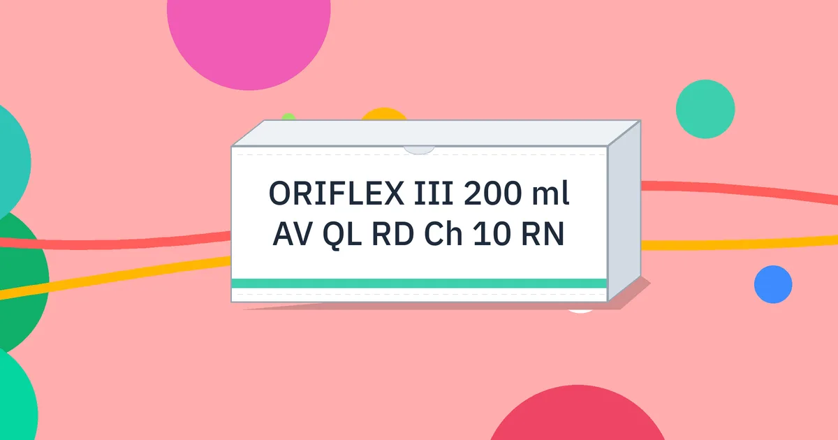 Symbolbild: Packung mit der Aufschrift ORIFLEX III 200 ml AV QL RD Ch 10 RN (PZN 17485148) – Verfügbarkeit und Bezug in Apotheken in Frankfurt am Main