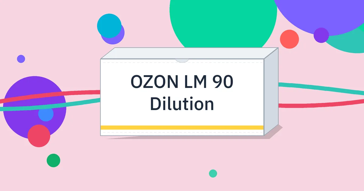 Symbolbild: Packung mit der Aufschrift OZON LM 90 Dilution (PZN 12974730) – Verfügbarkeit und Bezug in Apotheken in Frankfurt am Main