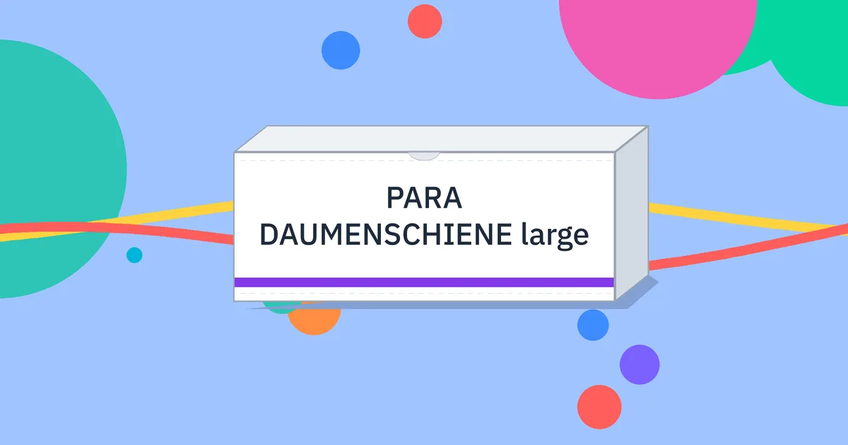Symbolbild: Packung mit der Aufschrift PARA DAUMENSCHIENE large (PZN 06990742) – Verfügbarkeit und Bezug in Apotheken in Frankfurt am Main