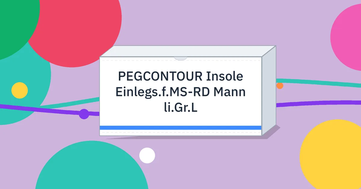 Symbolbild: Packung mit der Aufschrift PEGCONTOUR Insole Einlegs.f.MS-RD Mann li.Gr.L (PZN 14256217) – Verfügbarkeit und Bezug in Apotheken in Frankfurt am Main
