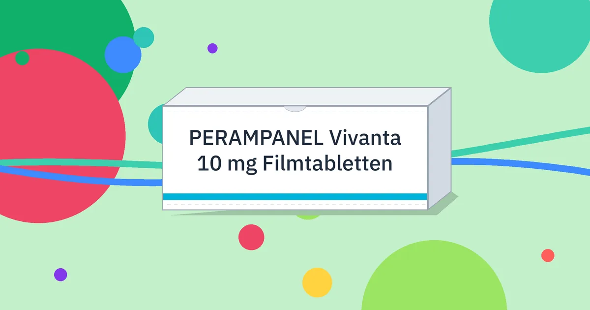 Symbolbild: Packung mit der Aufschrift PERAMPANEL Vivanta 10 mg Filmtabletten (PZN 20600541) – Verfügbarkeit und Bezug in Apotheken in Frankfurt am Main
