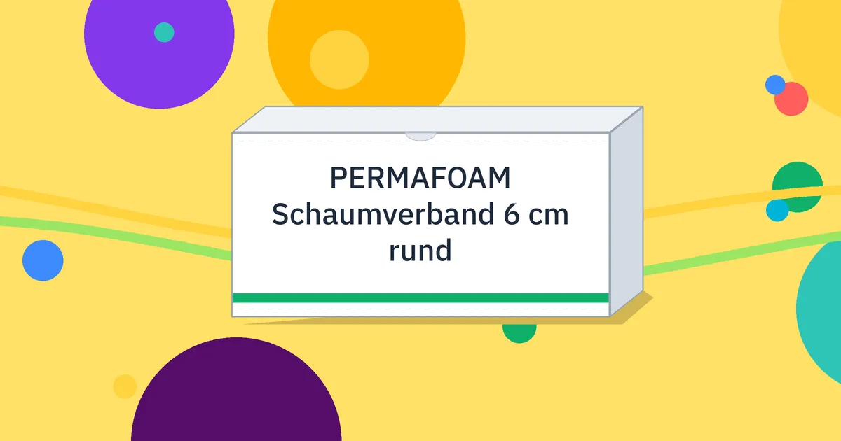 Symbolbild: Packung mit der Aufschrift PERMAFOAM Schaumverband 6 cm rund (PZN 04390558) – Verfügbarkeit und Bezug in Apotheken in Frankfurt am Main