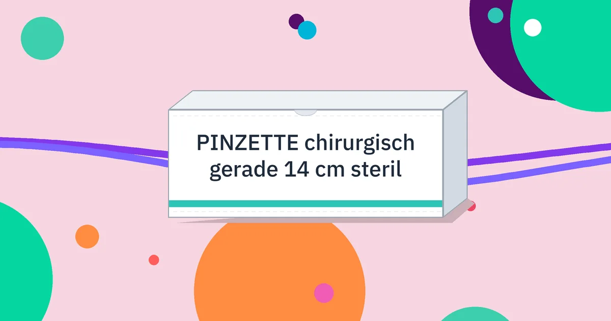 Symbolbild: Packung mit der Aufschrift PINZETTE chirurgisch gerade 14 cm steril (PZN 12198616) – Verfügbarkeit und Bezug in Apotheken in Frankfurt am Main