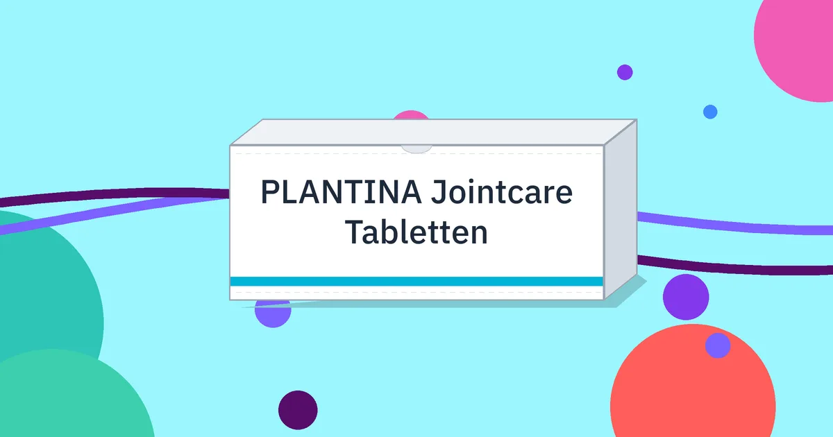 Symbolbild: Packung mit der Aufschrift PLANTINA Jointcare Tabletten (PZN 17216046) – Verfügbarkeit und Bezug in Apotheken in Frankfurt am Main